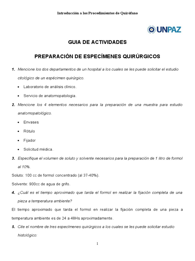 Preparación de Muestras en Formol | PDF | Biopsia | Formaldehído