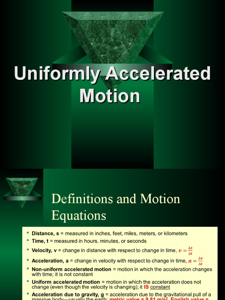 Uniformly Accelerated Motion Explained | PDF | Equations Of Motion ...