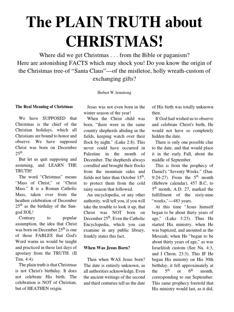 The PLAIN TRUTH About Christmas PDF | PDF | Christmas | Paganism