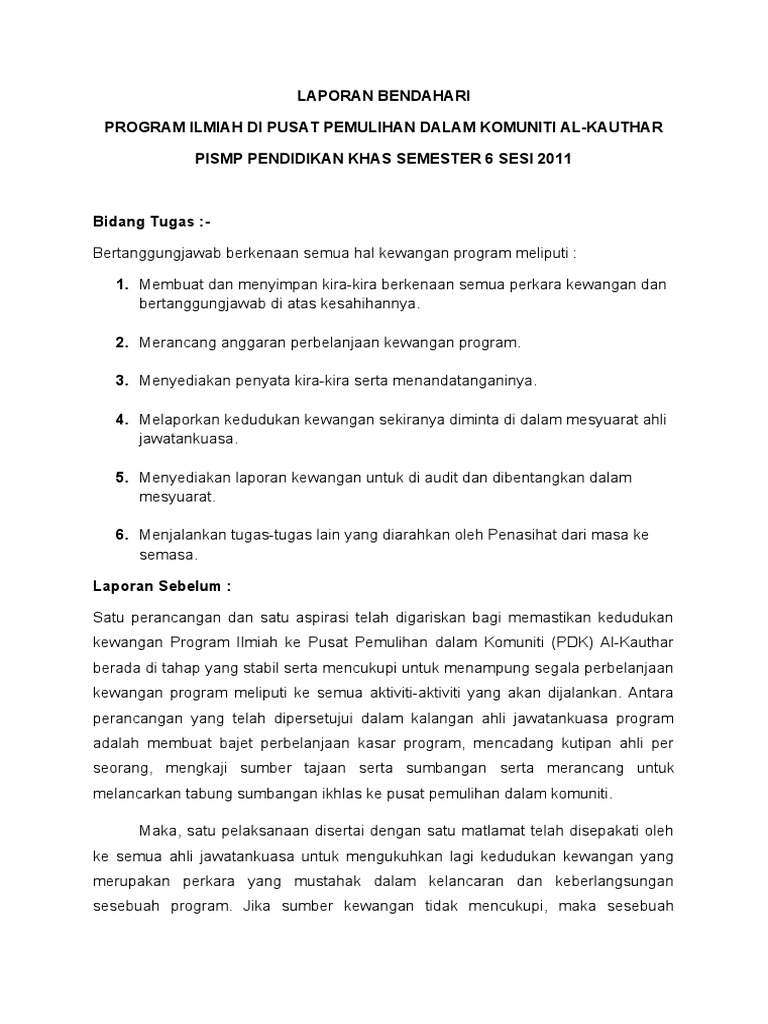 Documents - Tips - Laporan Bendahari 566460784d28d | PDF