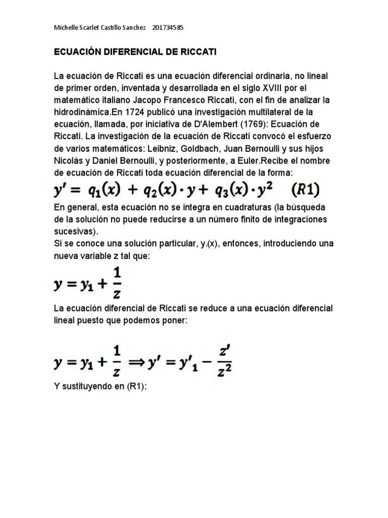Ecuación Diferencial de Riccati | PDF