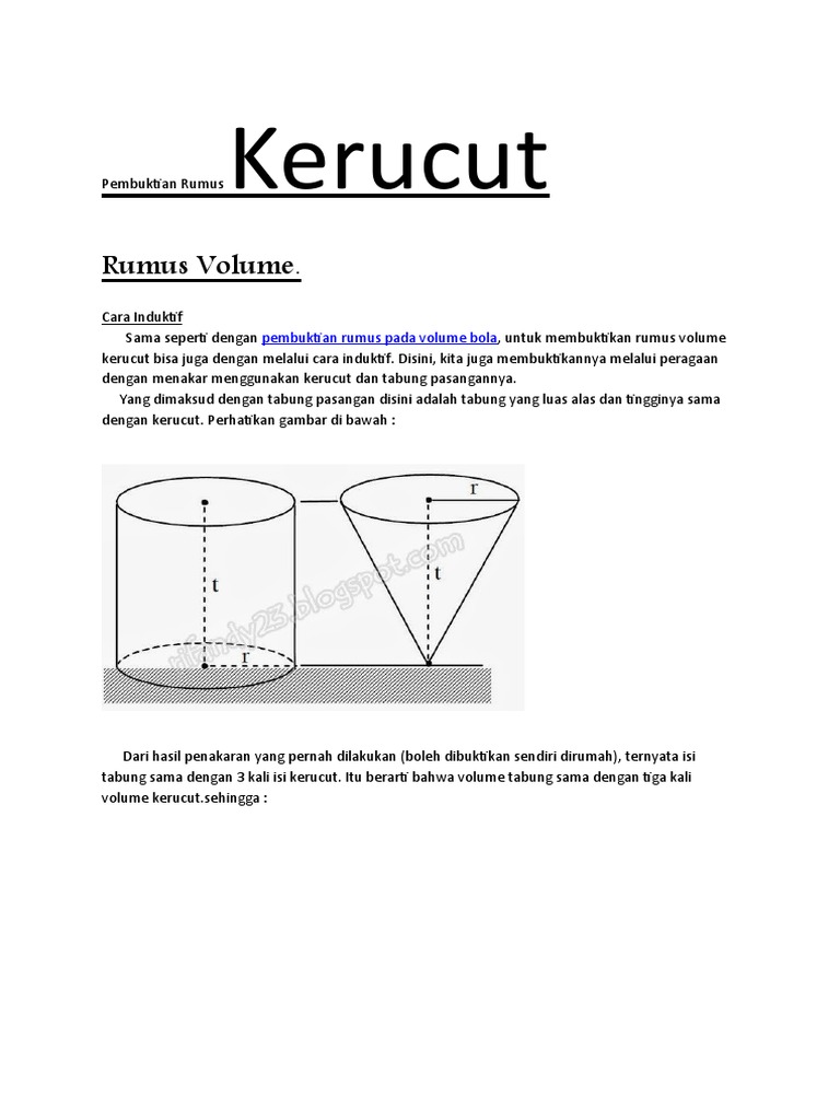 Pembuktian Rumus Kerucut | PDF