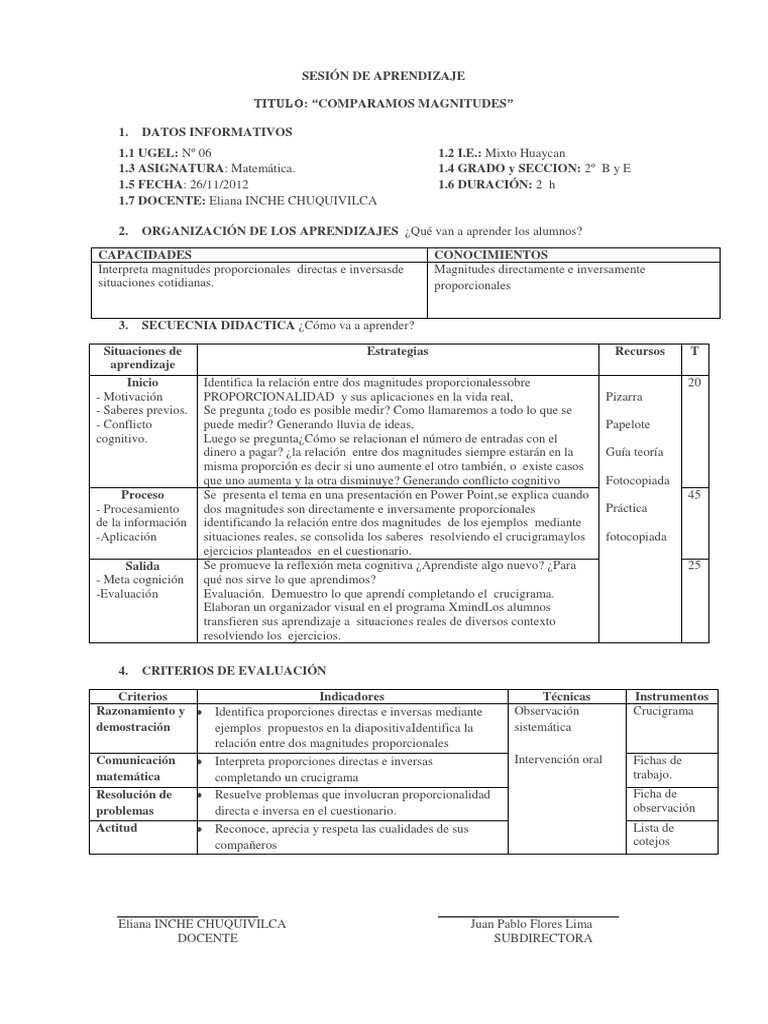 Sesi c3 PROPORCIONALIDAD | PDF | Aprendizaje | Evaluación