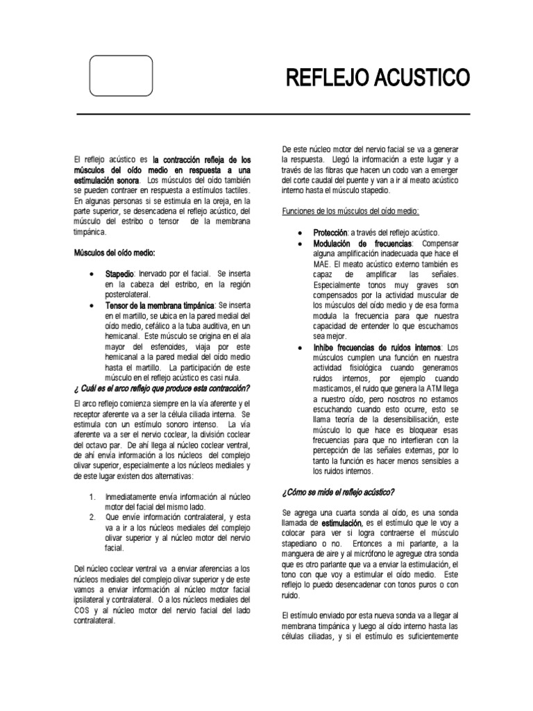 25 - Reflejo Acústico | PDF | Oído | Escuchando