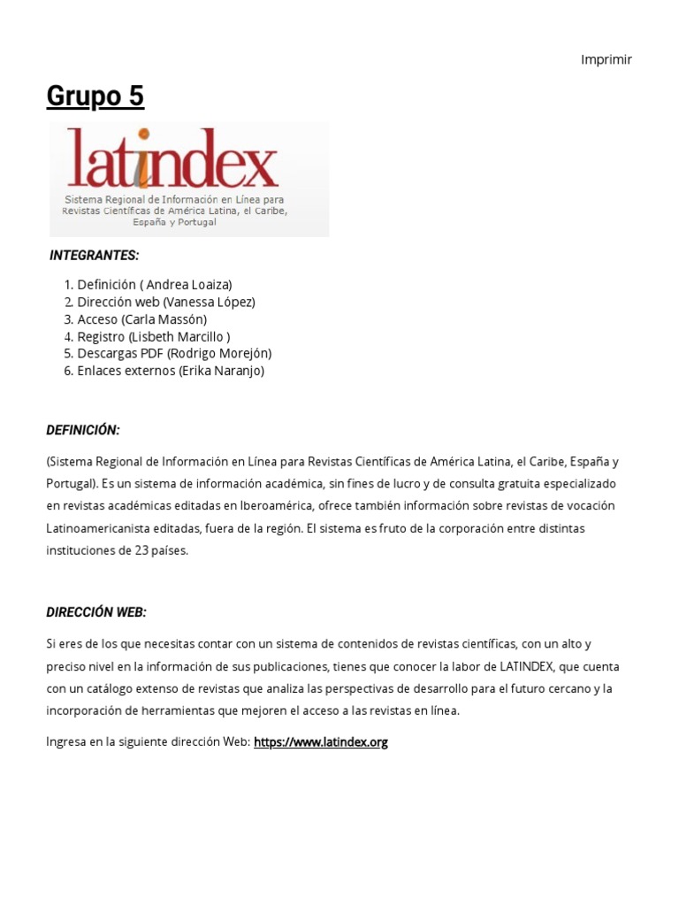 Grupo 5 LATINDEX PDF | PDF | Informática y tecnología de la información | Science