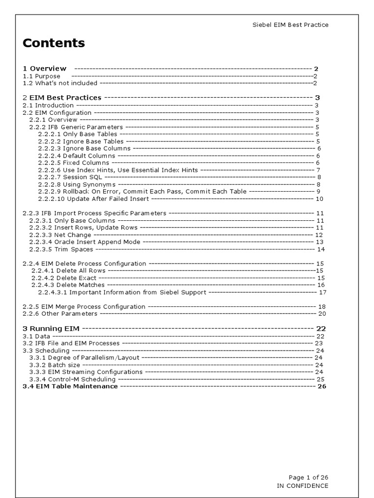 Siebel EIM Best Practice | PDF | Database Index | Parameter (Computer Programming)