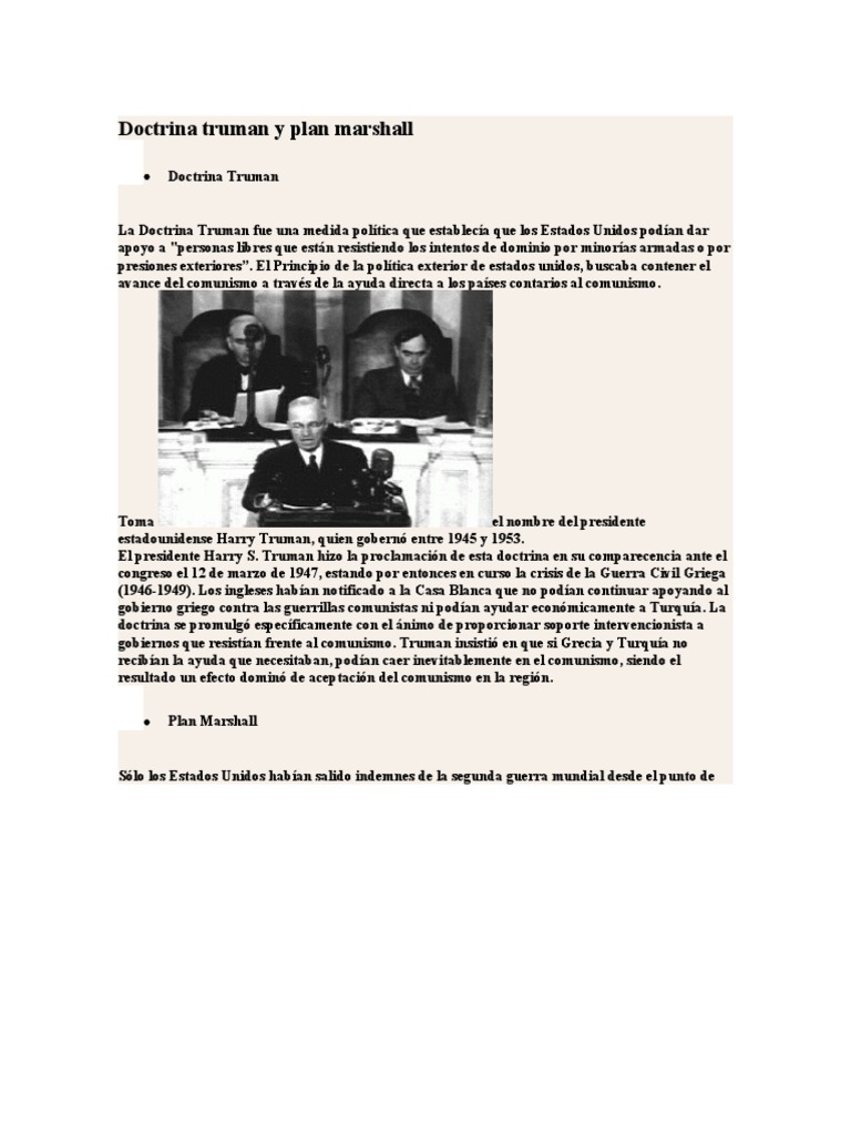 Doctrina Truman y Plan Marshall | PDF | plan Marshall | Unión Soviética