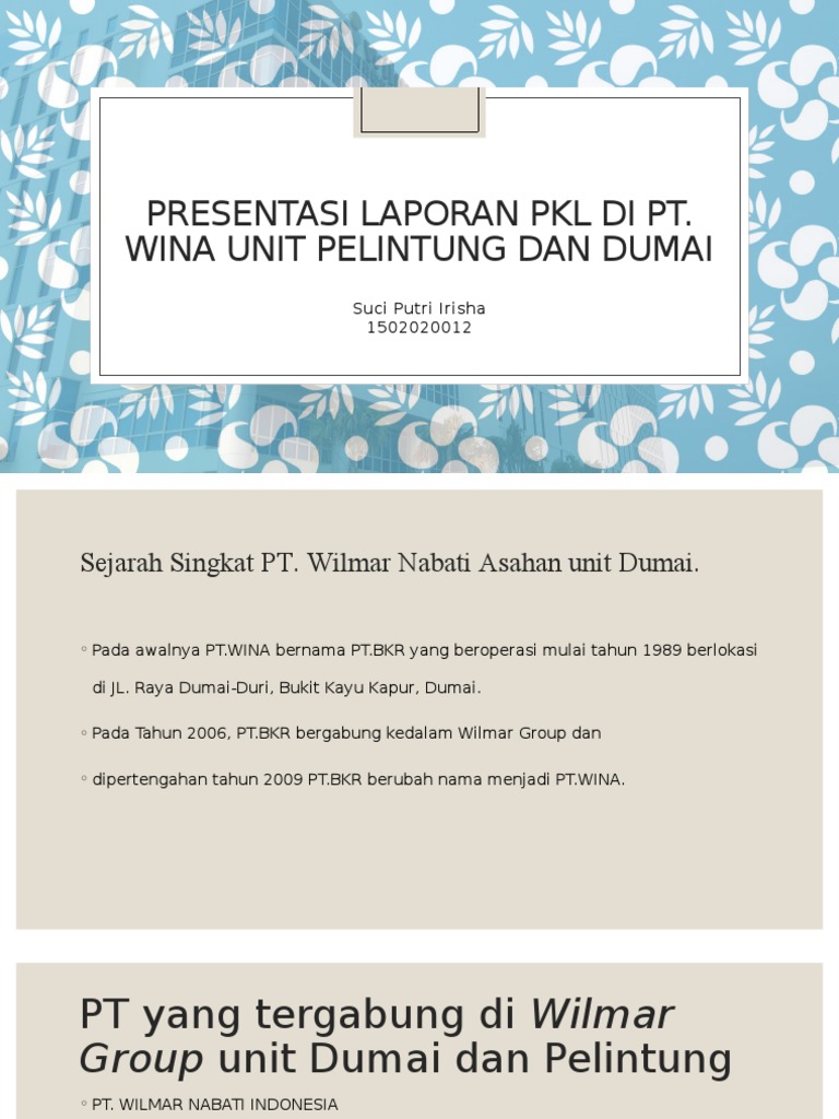 Presentasi Laporan PKL Di PT WINA | PDF | Bisnis
