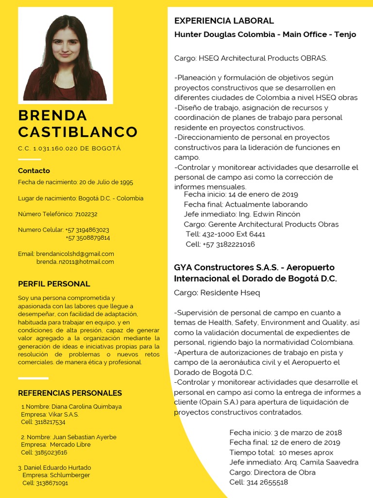 CV Brenda Castiblanco 1 PDF | PDF | Business | Información de la empresa
