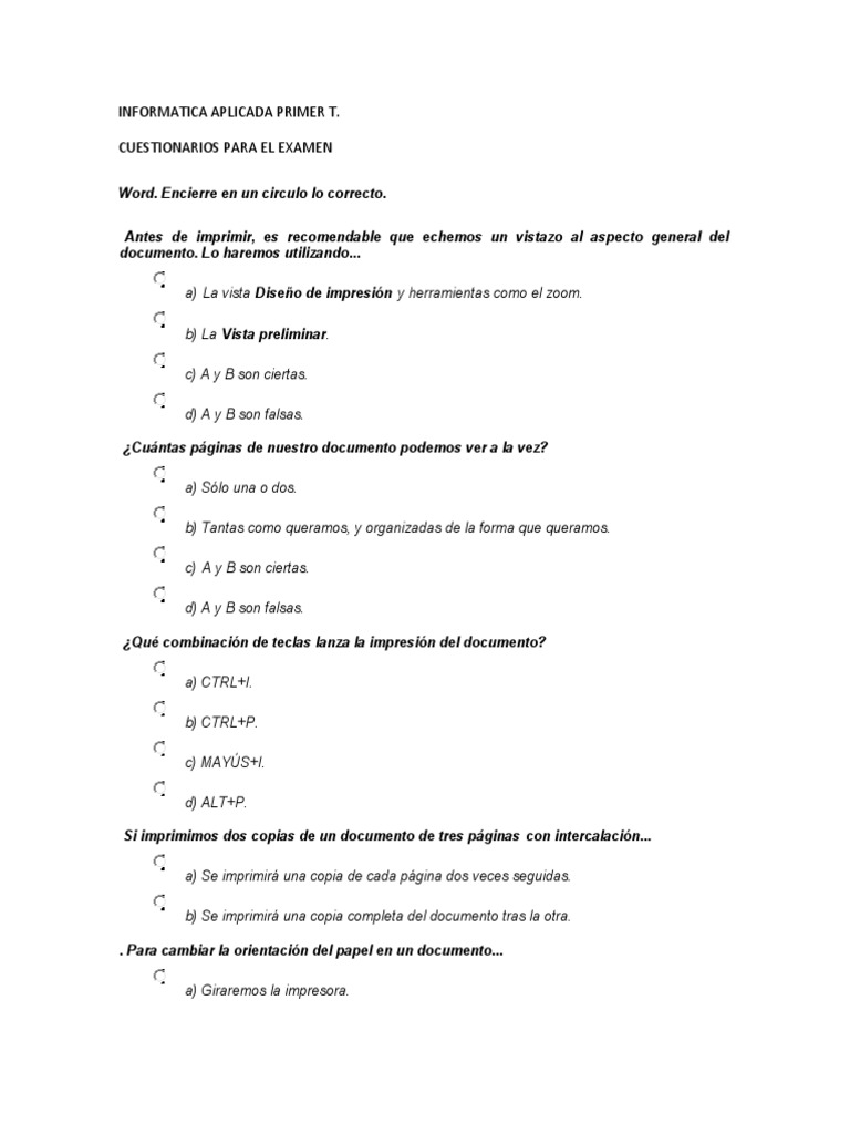 Informatica Aplicada Primer T1 | PDF | Archivo de computadora | Microsoft Excel