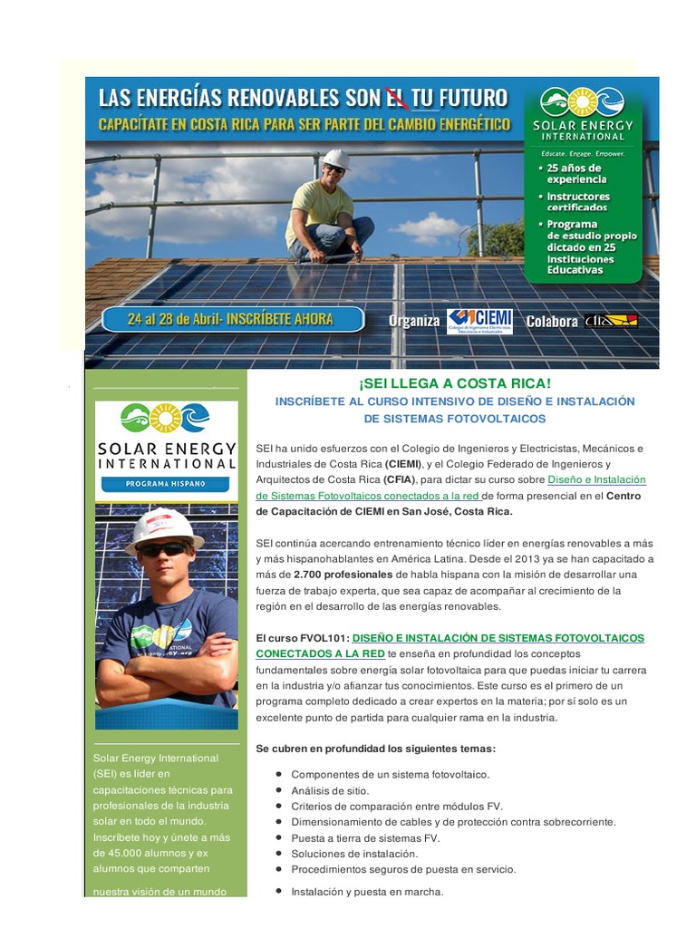 6416 - Anexo Curso de Energía Solar de SEI en Costa RICA - Solo CIEMI y ...