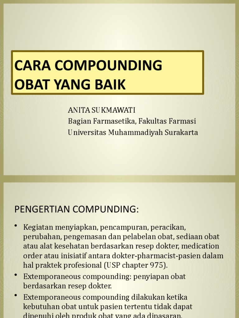 Cara Compounding Obat Yang Baik As30032020 | PDF