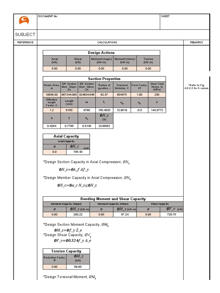 Steel Column Check | PDF | Bending | Beam (Structure)