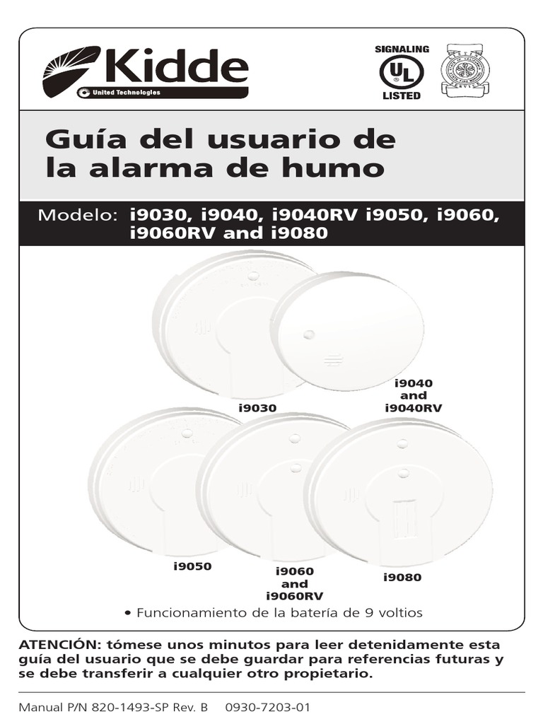 Guia de Usuario Detector Kidde - I9040 PDF | PDF | Fumar | Ionización