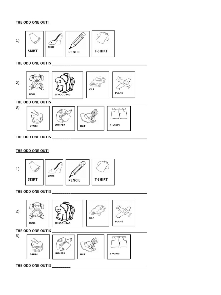 Odd One Out Clothes School Objects Toys | PDF