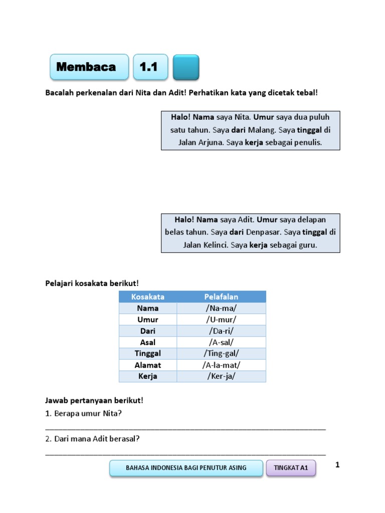 Buku Bipa A1 | PDF | Seni & Disiplin Bahasa