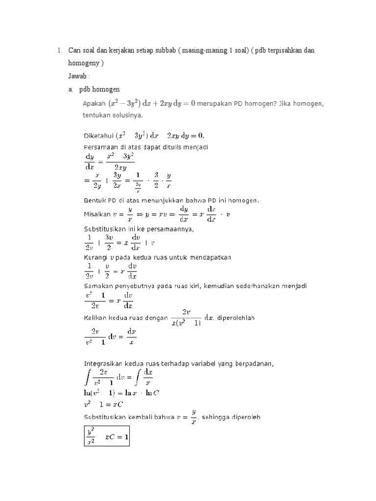 PDB Terpisahkan Dan Homogen | PDF | Metode & Bahan Ajar