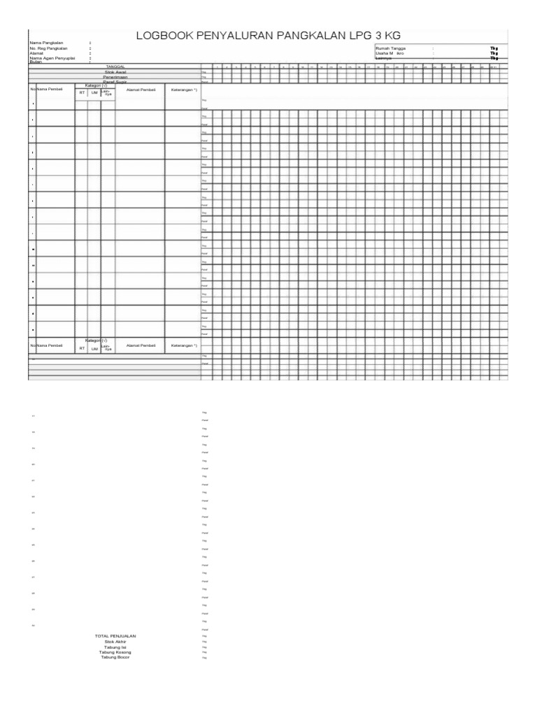 Format Log Book Pangkalan LPG 3 Kg-1 | PDF