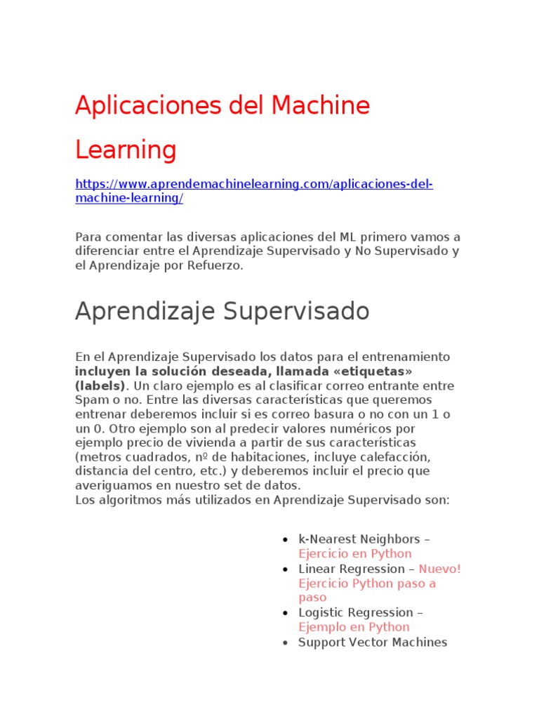 Aplicaciones Del Machine Learning | PDF | Aprendizaje automático ...