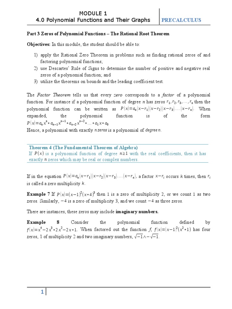 Part 3 The Rational Root Theorem | PDF | Factorization | Zero Of A Function