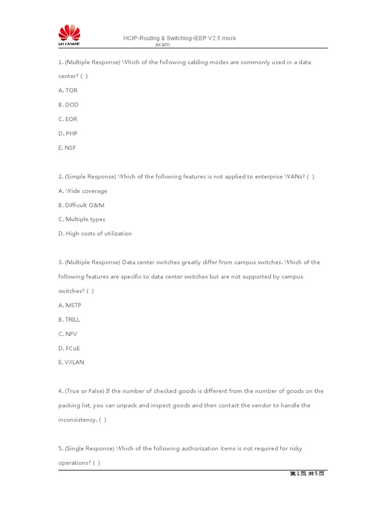 HCIP-Routing & Switching-IEEP V2.5 Mock Exam | PDF | Computer Network | Information Technology ...