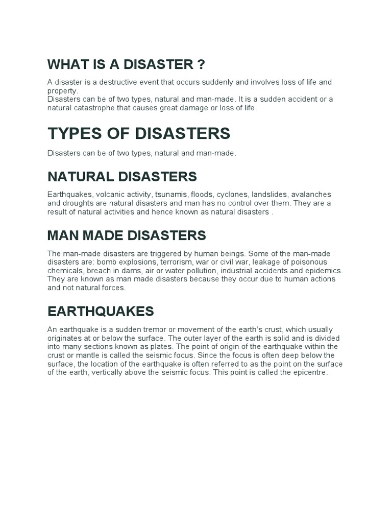 What Is A Disaster | PDF | Natural Disasters | Drought