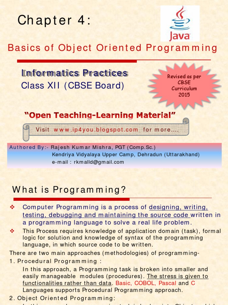 Chapter 4 Java Oop Prog Pdf Method Computer Programming Class Computer Programming