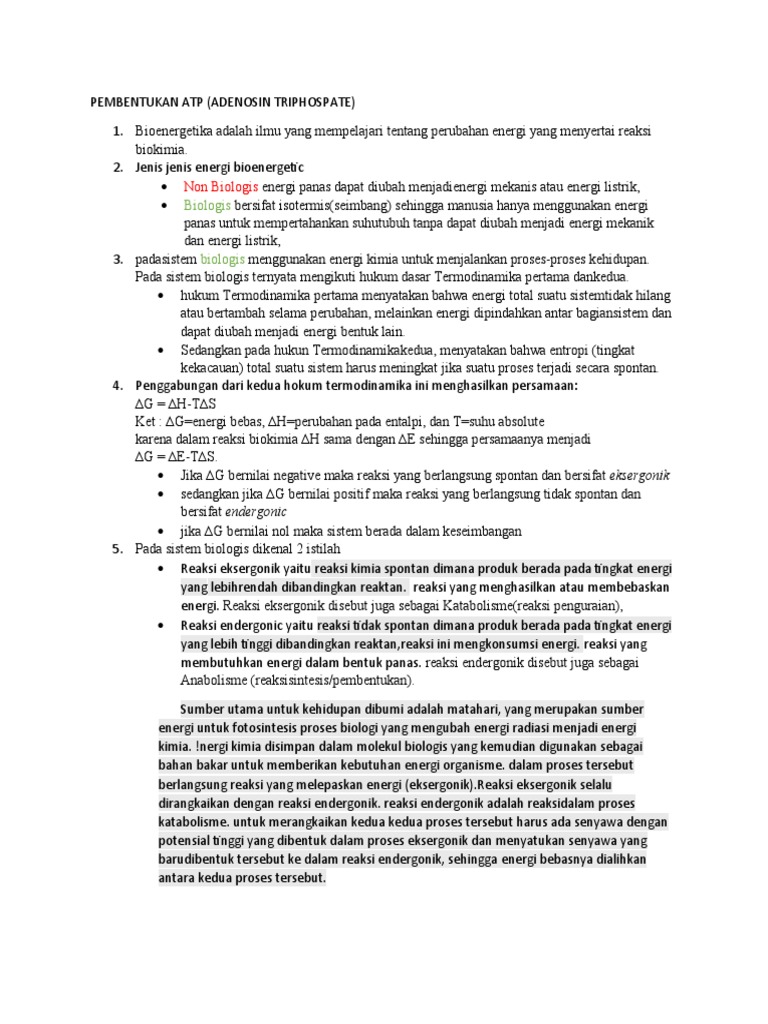 Proses Pembentukan ATP dalam Biologi | PDF