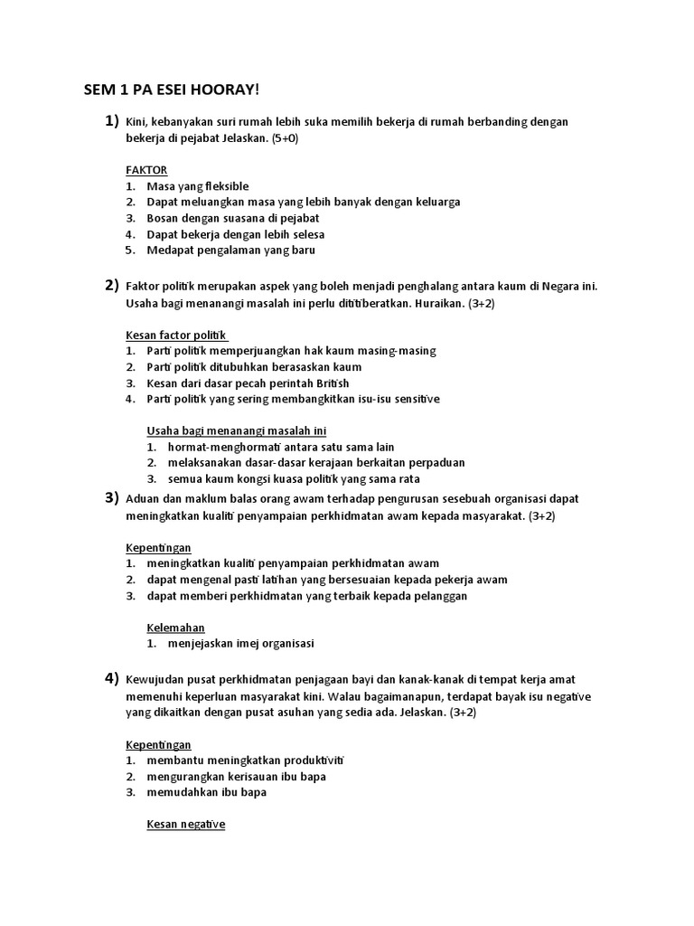 Sem 1 Pa Esei Hooray | PDF