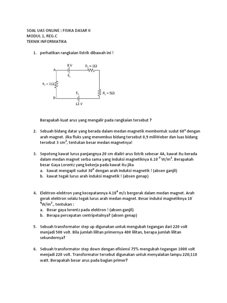 Uas Fisika PDF | PDF | Teknologi & Rekayasa