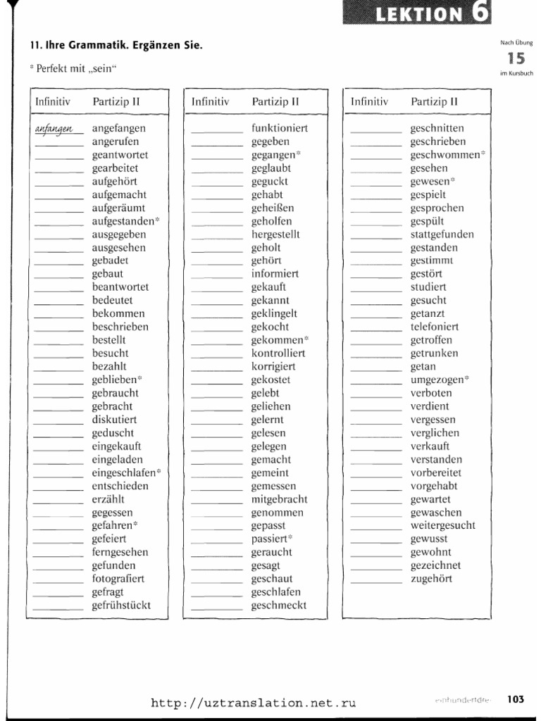 Partizip II - Liste | PDF