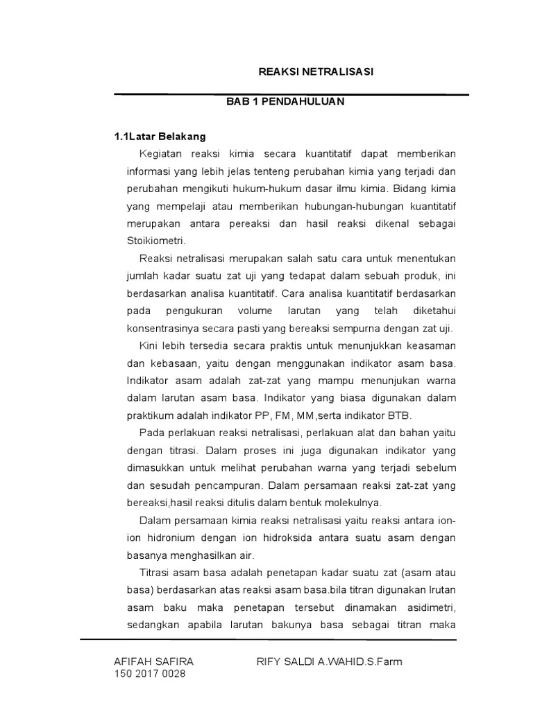 Reaksi Netralisasi | PDF | Teknologi & Rekayasa