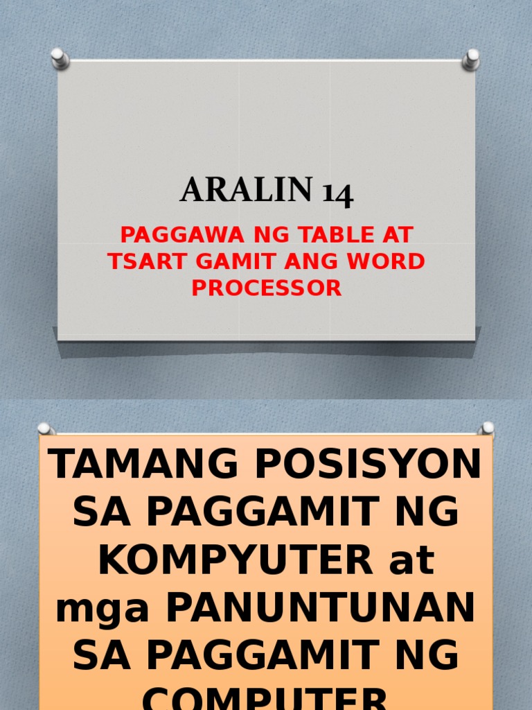 Aralin 14 Paggawa NG Table at Tsart | PDF