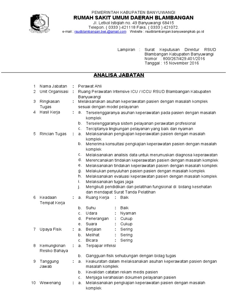 Anjab Perawat Terampil | PDF