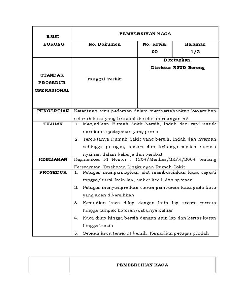 Spo Pembersihan Kaca | PDF