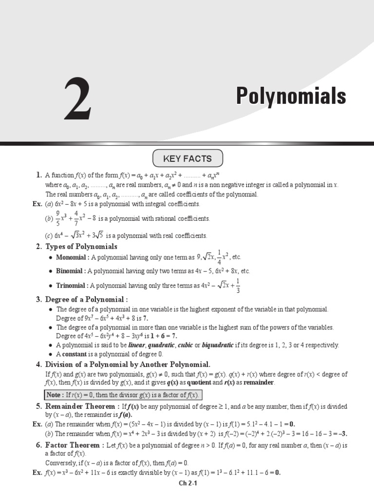 IIT Foundation Class 9 Polynomials | PDF | Polynomial | Factorization