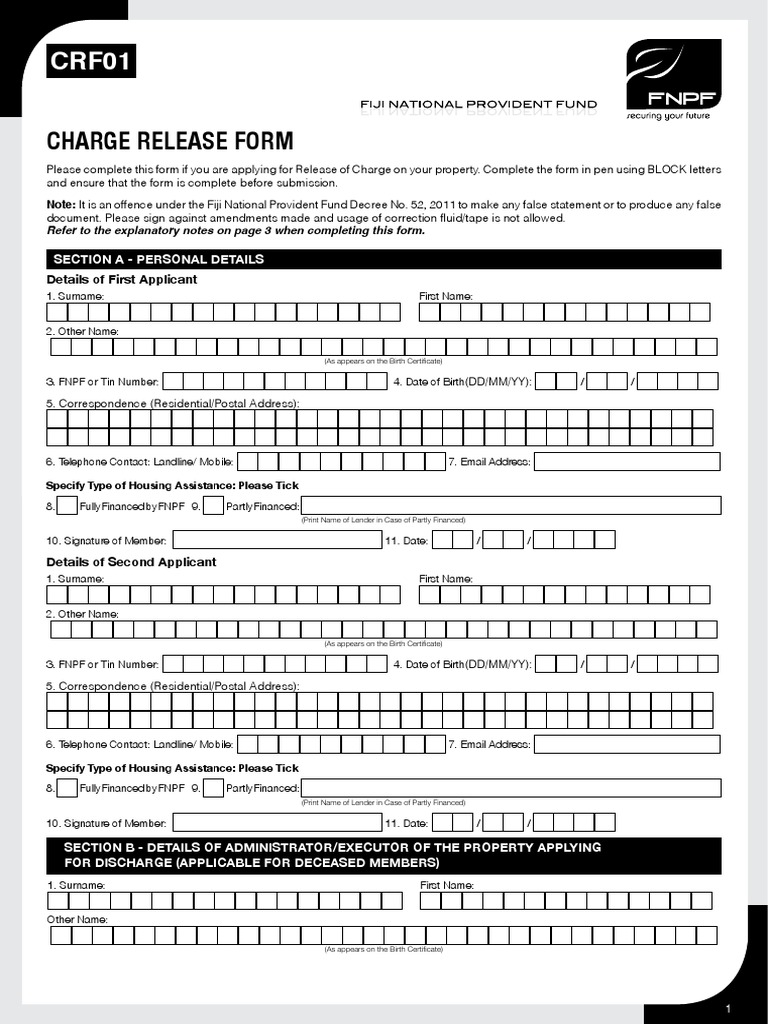 CRF01 - Charge - Release - Form FNPF | PDF | Common Law | Government