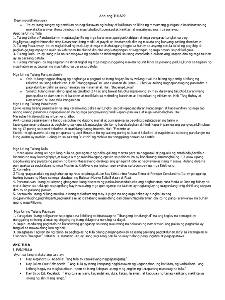 Ano Ang TULA | PDF