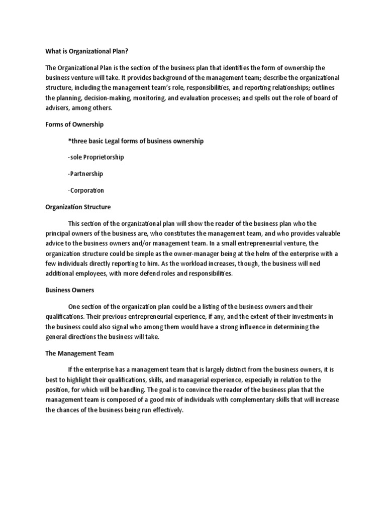 Chapter 6 Organizational Plan | PDF | Small And Medium Sized ...