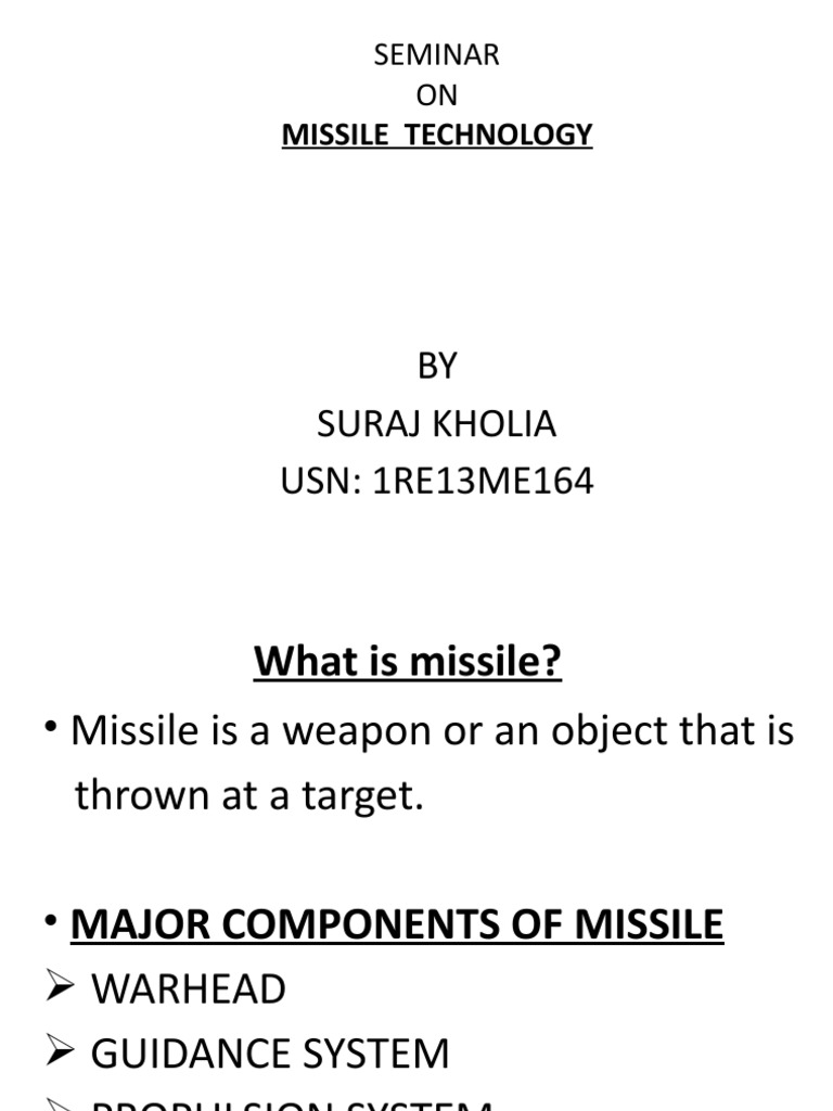 Missile Technology PPT | PDF | Missile | Cruise Missile
