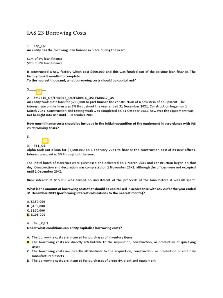 Exercise - IAS 23 Borrowing Costs | PDF | Interest | Loans