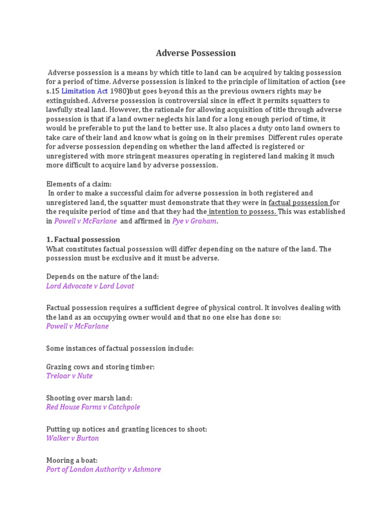 Adverse Possession | PDF | Adverse Possession | Law And Economics