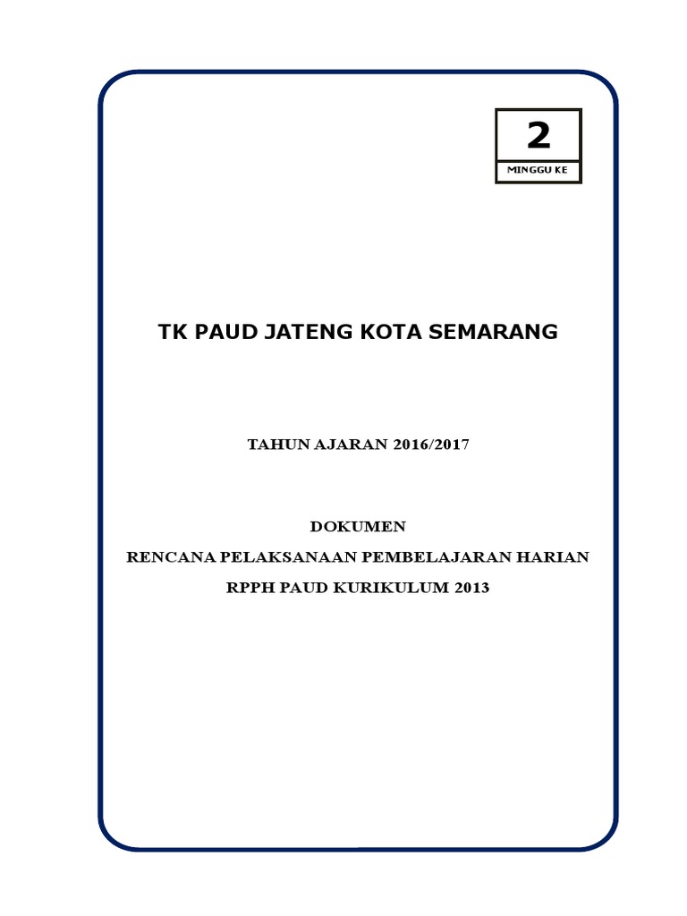 RPPH PAUD Tema Diriku Usia 4-5 Tahun | PDF