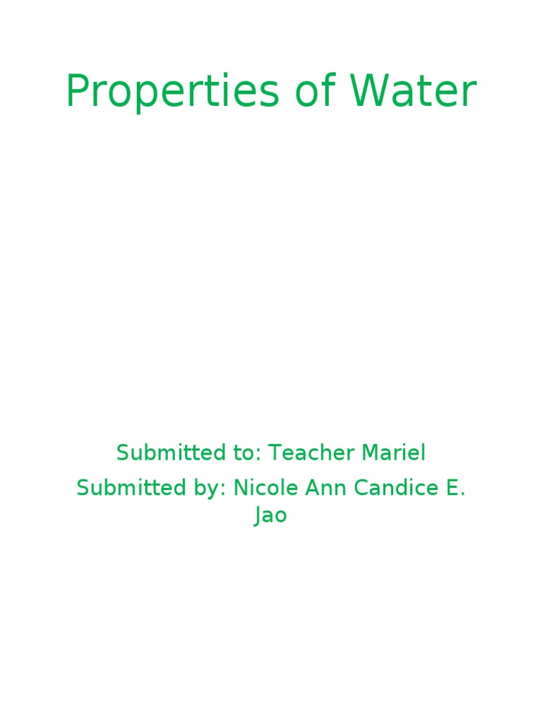 Properties of Water | PDF | Properties Of Water | Adhesion