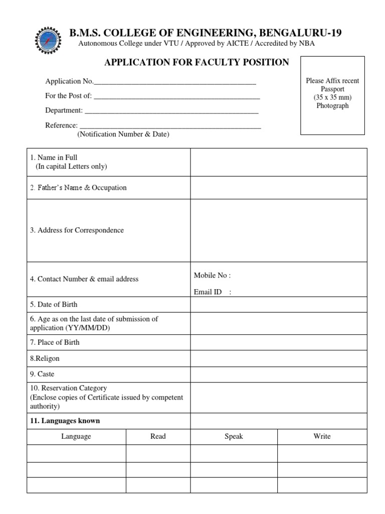 BMS - Application Format PDF | PDF | Academic Degree | Academia