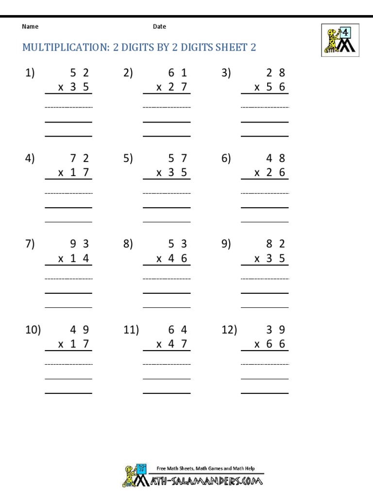 Multiplication 2 Digits by 2 Digits 2 PDF | PDF