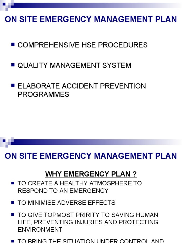 On-Site Emergency Management Plan | PDF | Emergency Management | Emergency