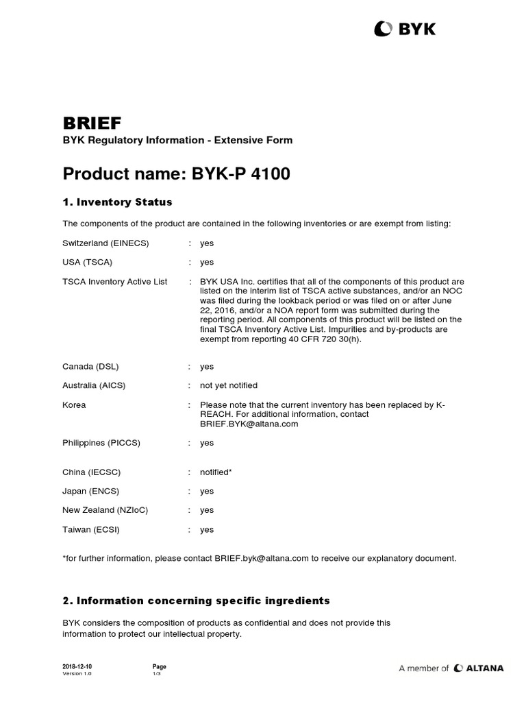 BRIEF BYK-P 4100 en PDF | PDF | Environmental Science | Occupational Safety And Health