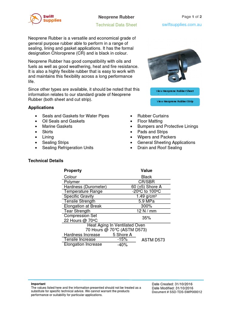 Neoprene Rubber TDS | PDF | Natural Rubber | Building Engineering