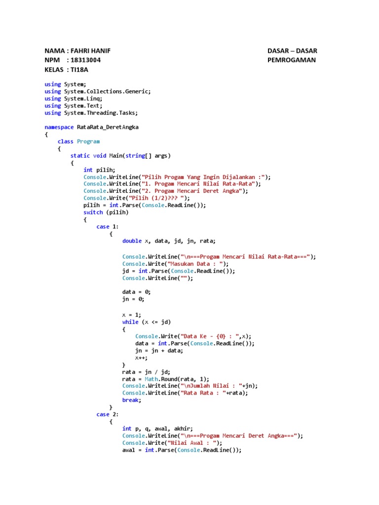 Coding Deret Angka | PDF | Computer Programming | Areas Of Computer Science